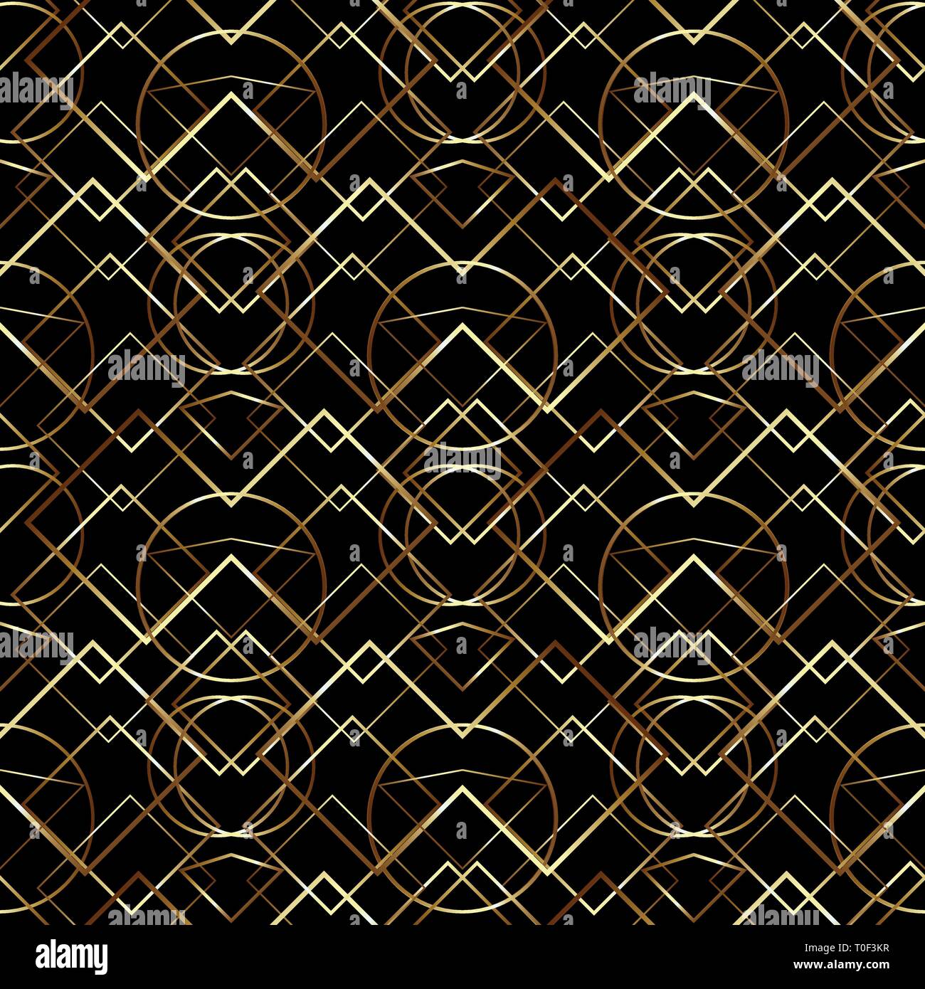 Golden geometric seamless pattern on black background Stock Vector ...