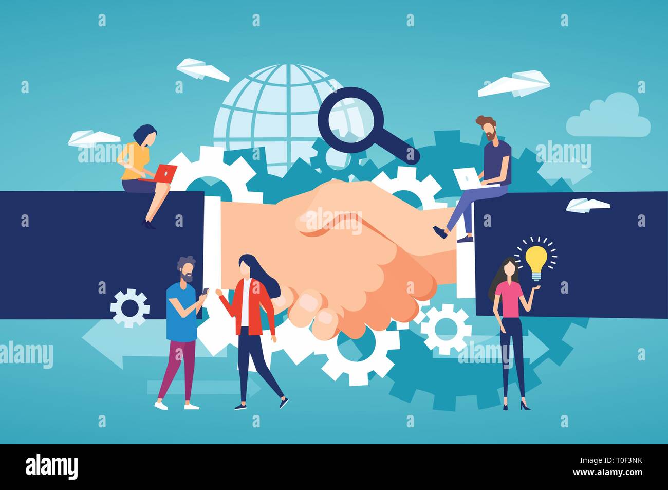 Partnership business collaboration and modern technology concept ... Partnership business collaboration and modern technology concept ...