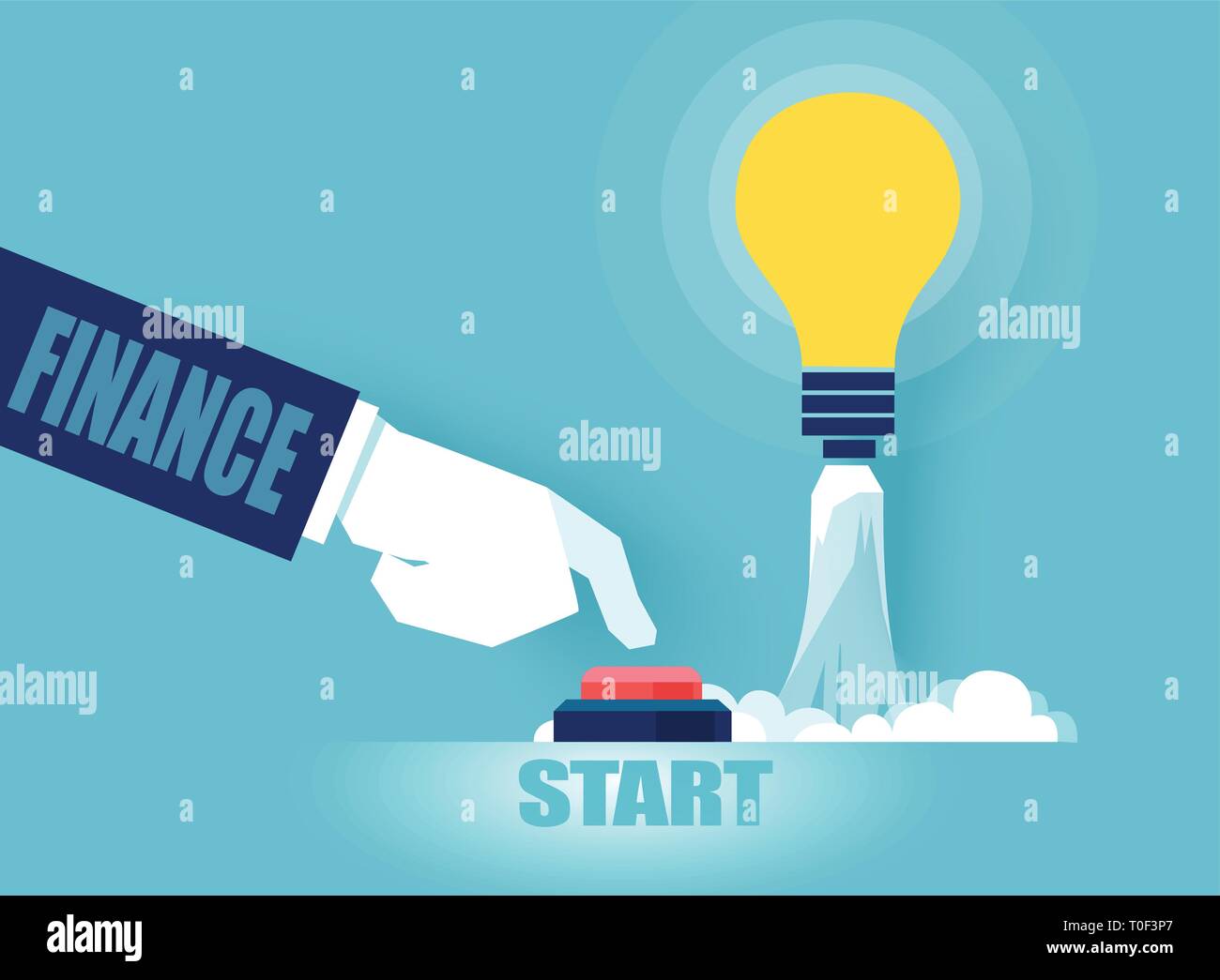 Vector of a business man investing money in bright idea pushing the ...