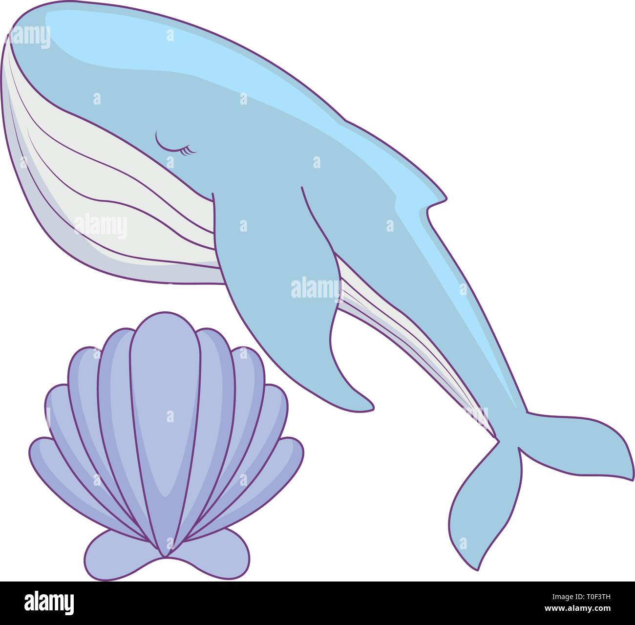 cute whale with seashell vector illustration design Stock Vector Image ...