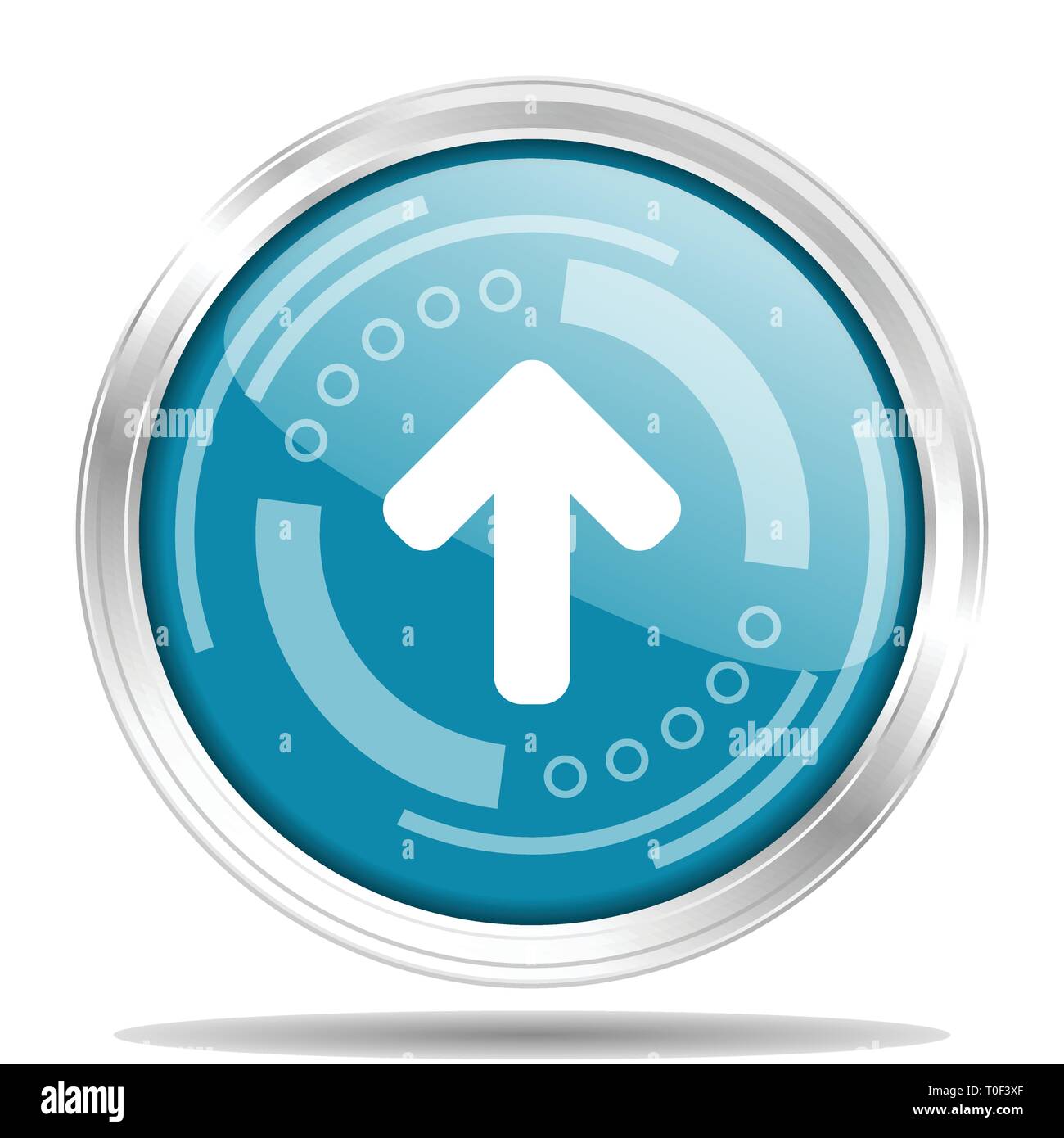Silver metallic chrome border red glossy up arrow icon, vector ...