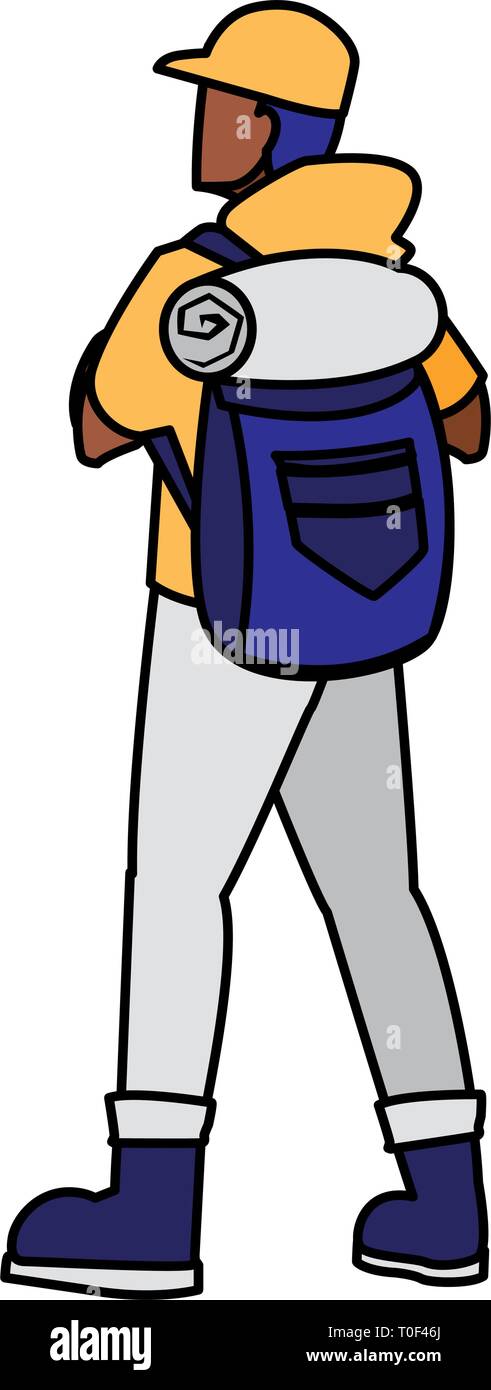 adventurous man with travelbag vector illustration design Stock Vector ...