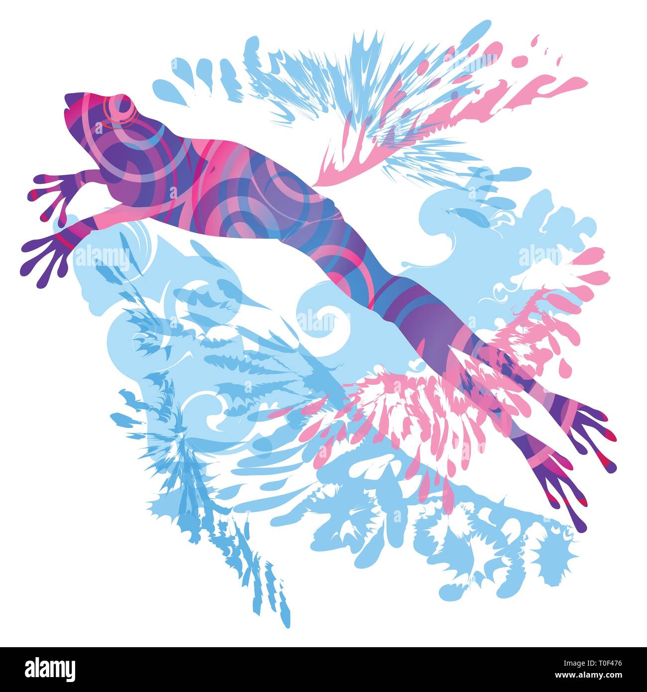 Jumping blue frog jumps into the water Stock Vector Image & Art - Alamy