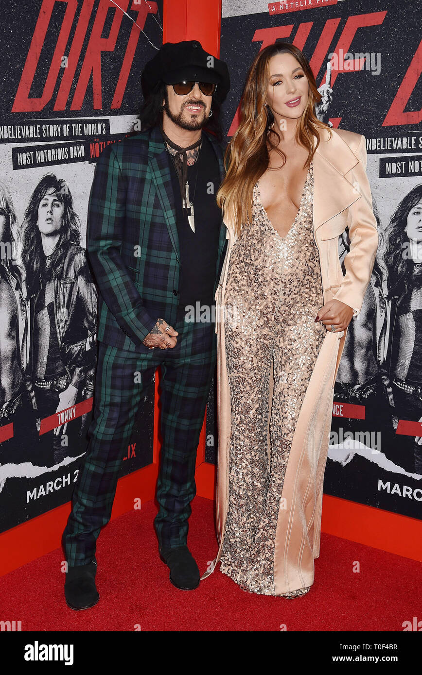 HOLLYWOOD, CA - MARCH 18: Nikki Sixx (L) and Courtney Bingham arrive at ...