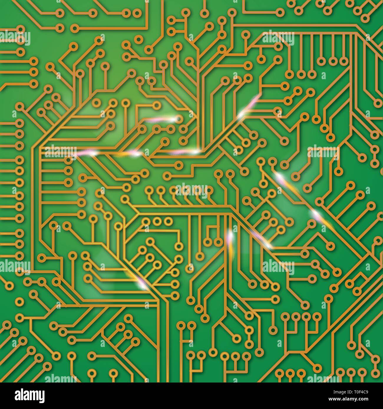 Green computer board with electric wiring Stock Vector Image & Art - Alamy