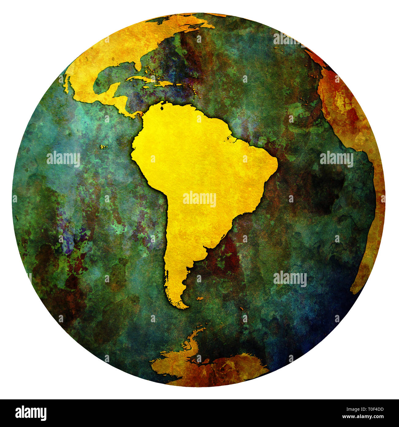 south america territory on map of globe Stock Photo - Alamy