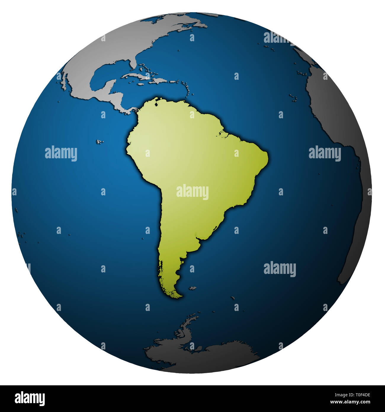 south america territory on map of globe Stock Photo - Alamy
