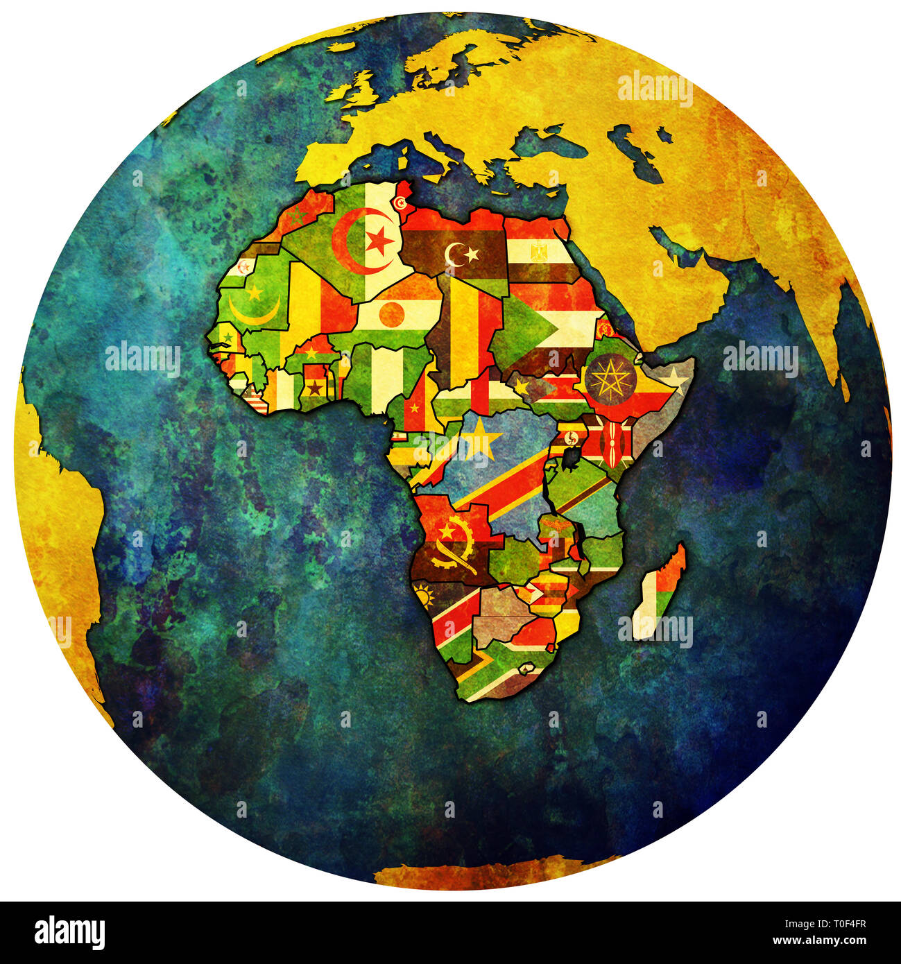 globe map with political map of african union member countries with ...