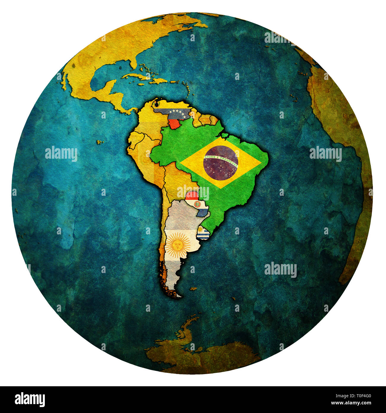 flags of member countries of Mercosur officially called Southern Common ...