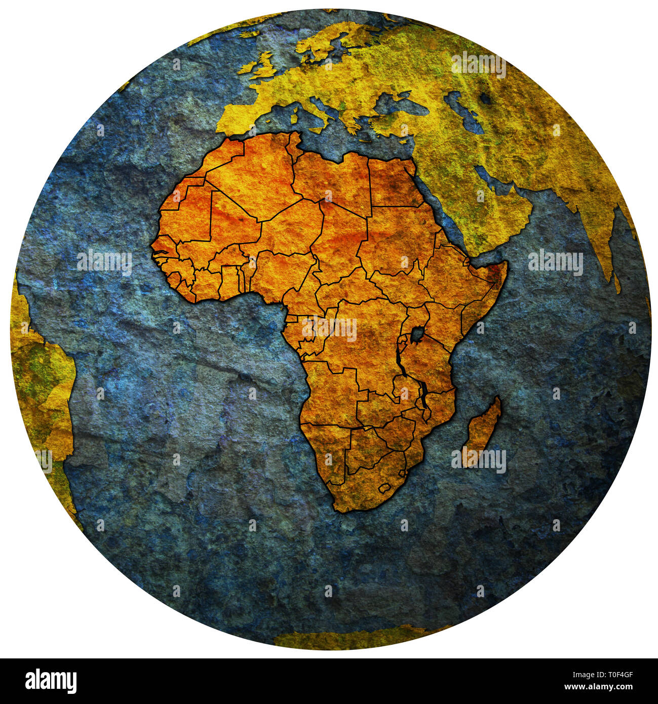 globe map with political map of africa with national borders Stock ...