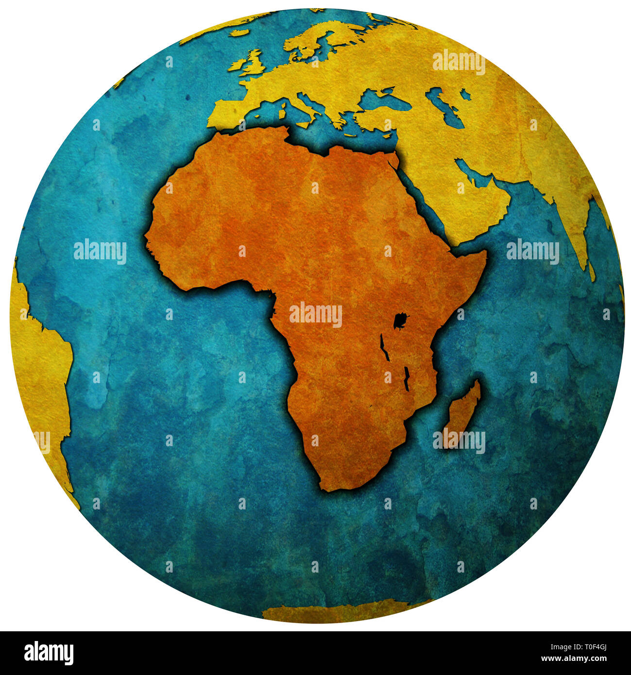 globe map with territory of continent of africa in the center Stock ...