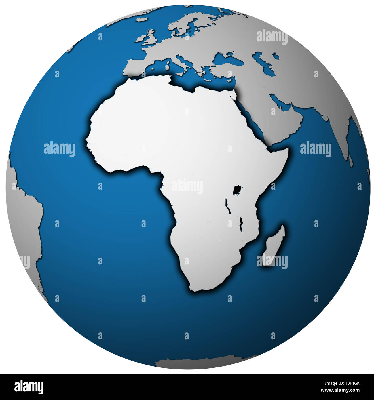 globe map with territory of continent of africa in the center Stock ...