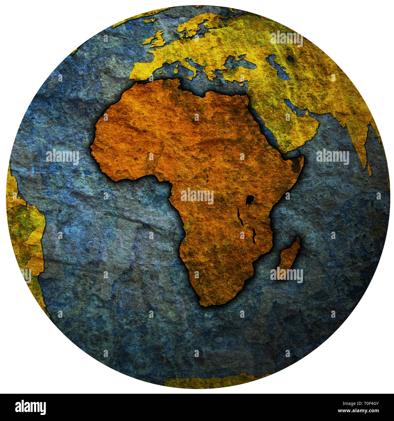 globe map with territory of continent of africa in the center Stock ...