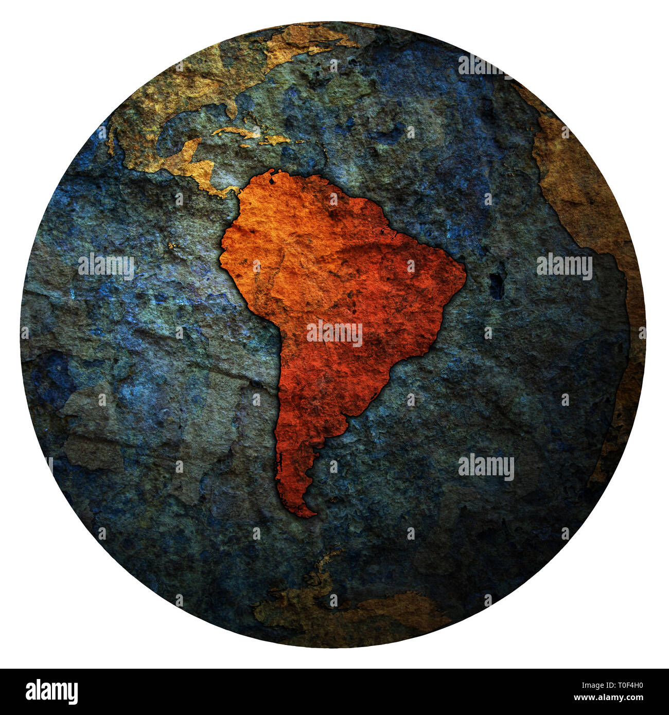 south america territory on map of globe Stock Photo - Alamy