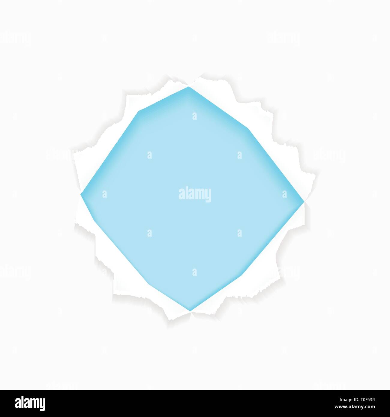 Squared ripped grey paper. Realistic paper ragged hole torn effect ...