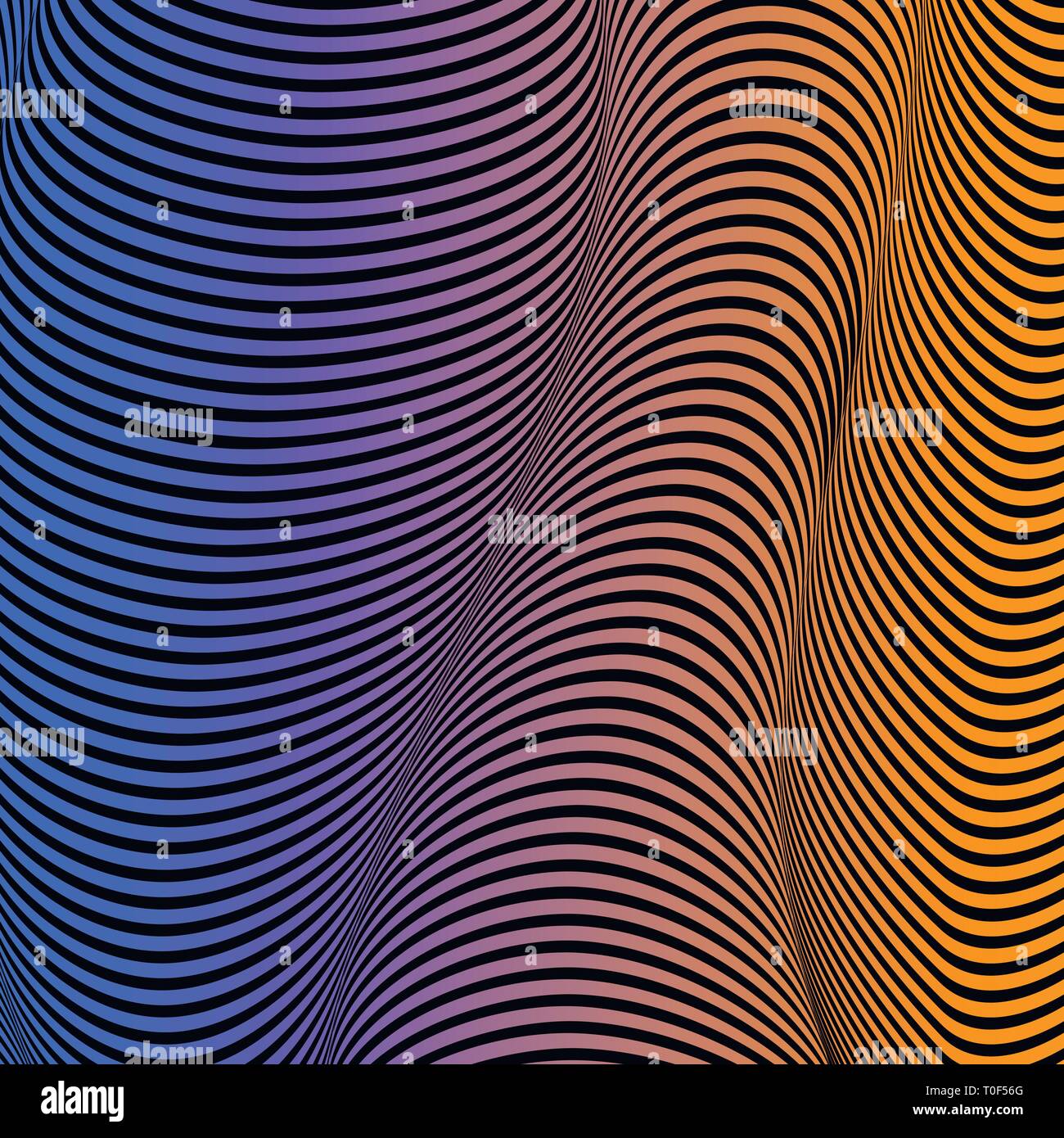 Abstract acid color wavy background, optical art, opart striped. Neon ...