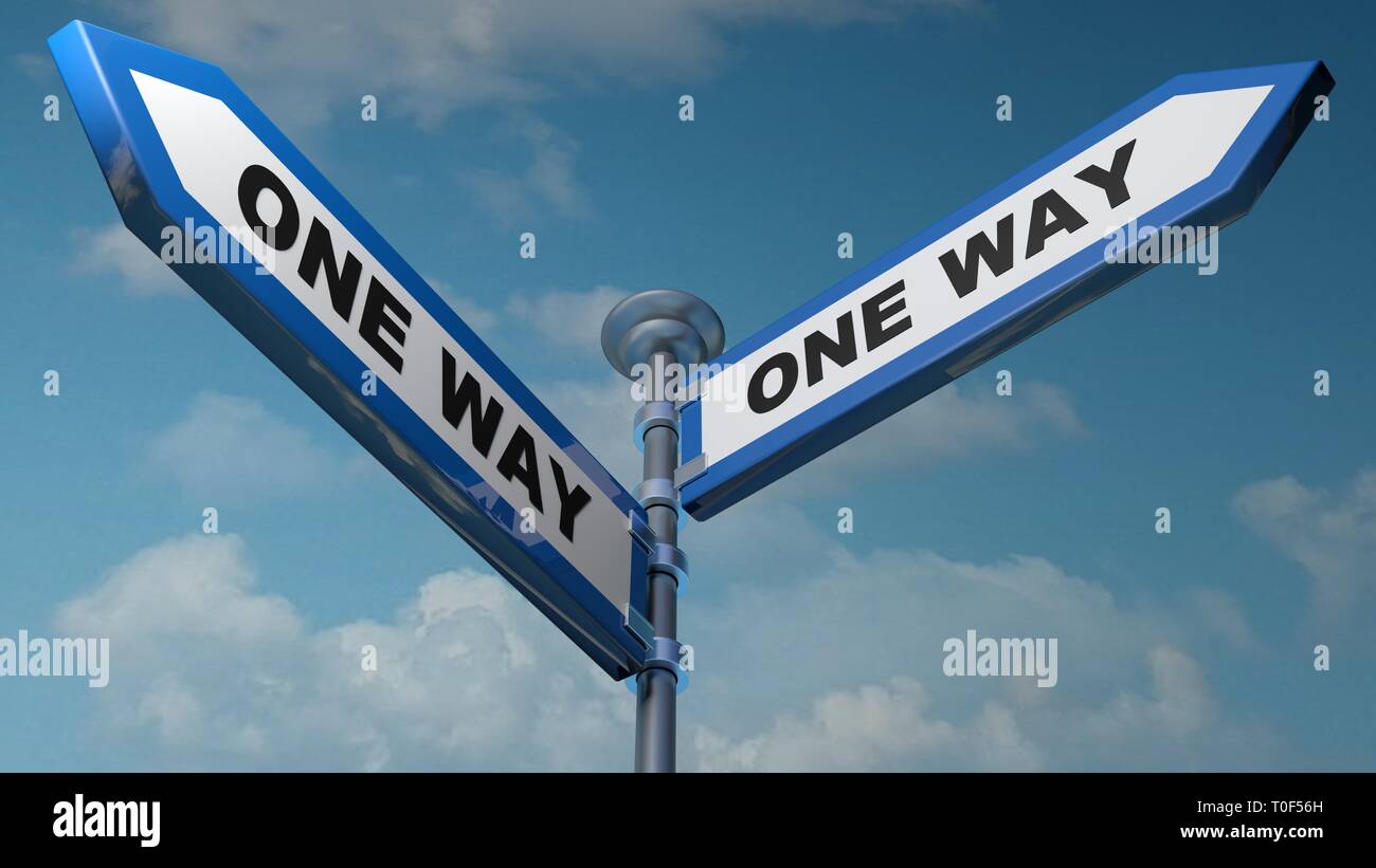 One way double solutions street sign - 3D rendering illustration Stock ...