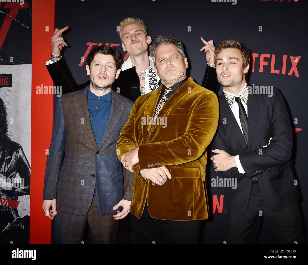 HOLLYWOOD, CA - MARCH 18: (L-R) Iwan Rheon, Jeff Tremaine, Colson Baker ...