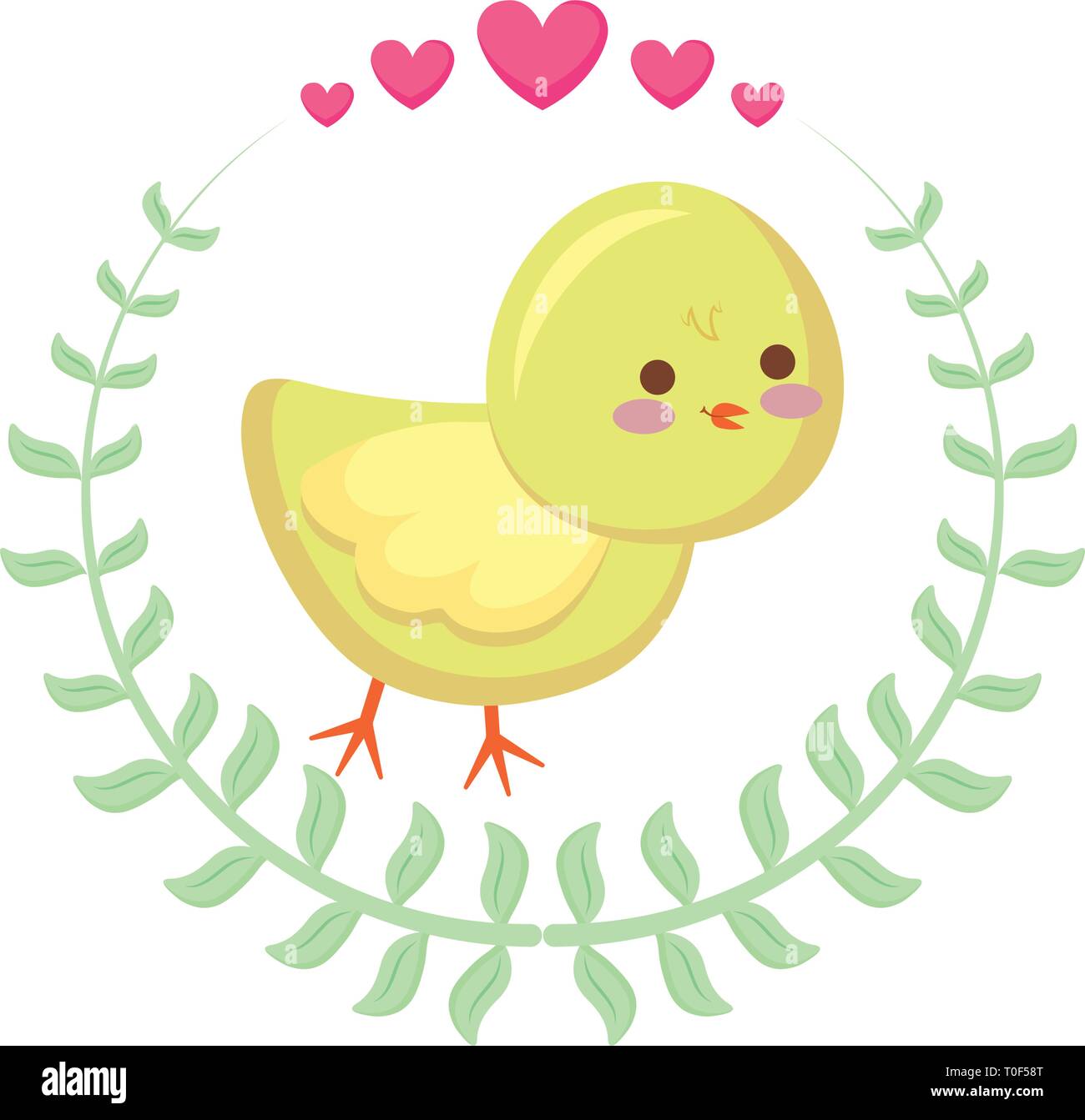 cute chicken in crown of leafs vector illustration design Stock Vector ...