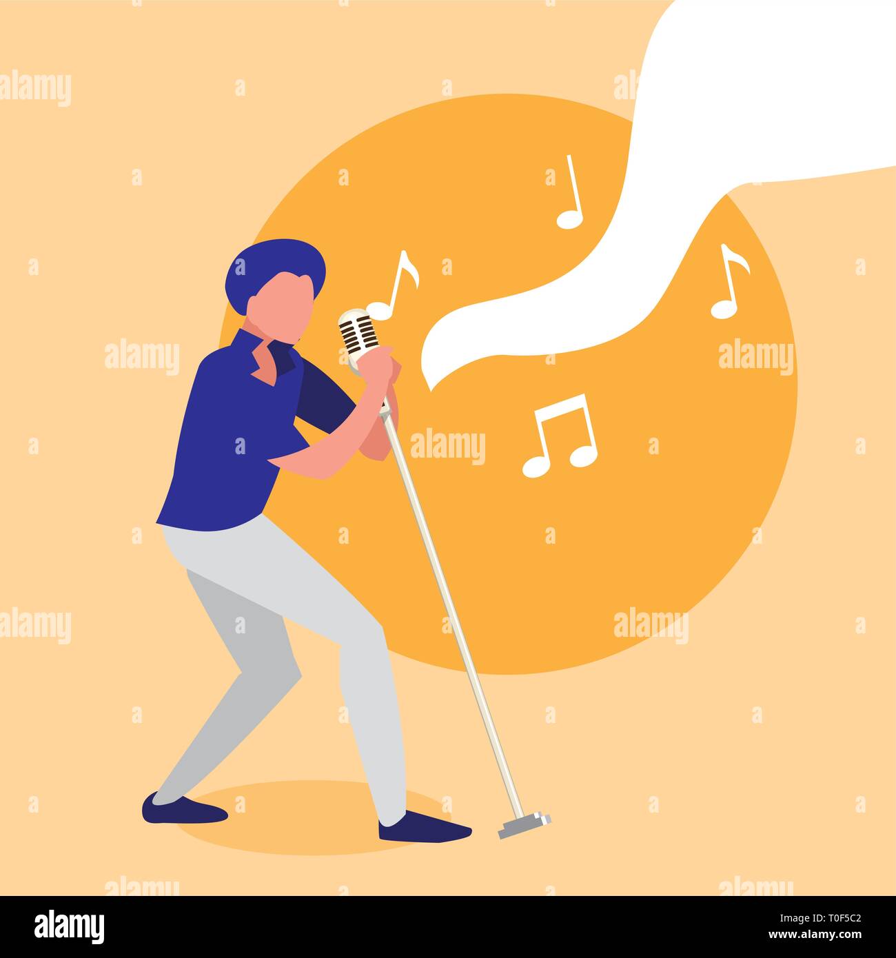 singer with microphone character vector illustration design Stock ...