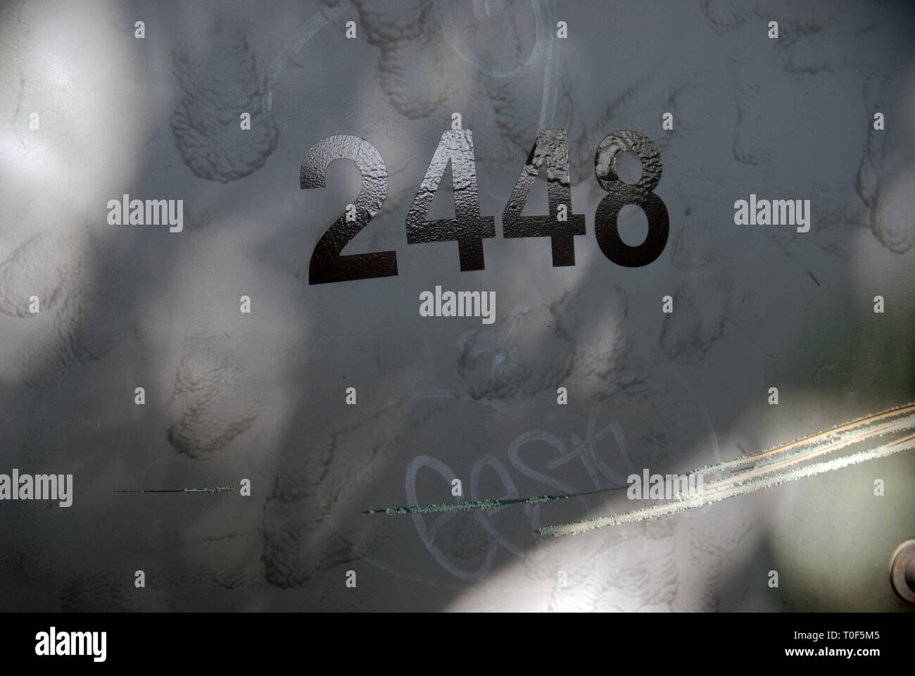 2448 numbers on metal box, Melbourne, Victoria Stock Photo - Alamy