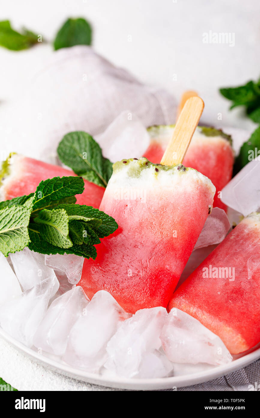 Homemade popsicles in shape of watermelon Stock Photo - Alamy