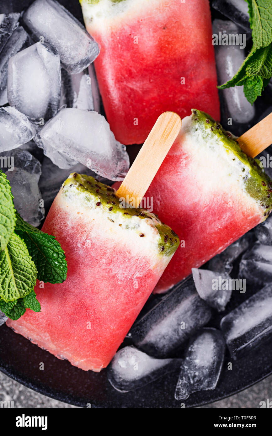 Homemade popsicles in shape of watermelon Stock Photo - Alamy