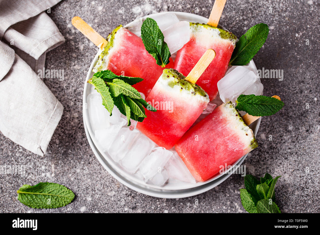 Homemade popsicles in shape of watermelon Stock Photo - Alamy