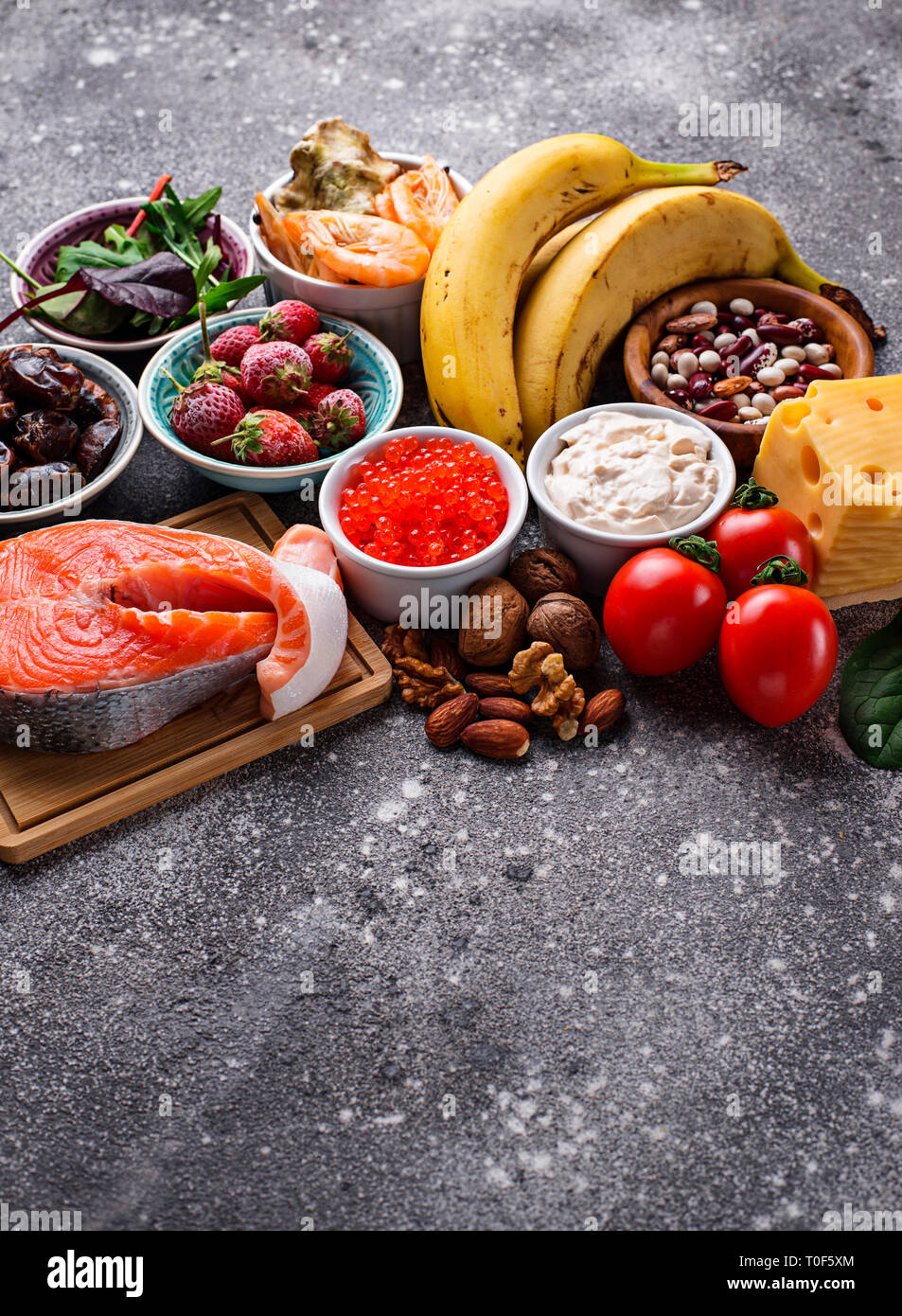 Food for good mood and happiness Stock Photo - Alamy