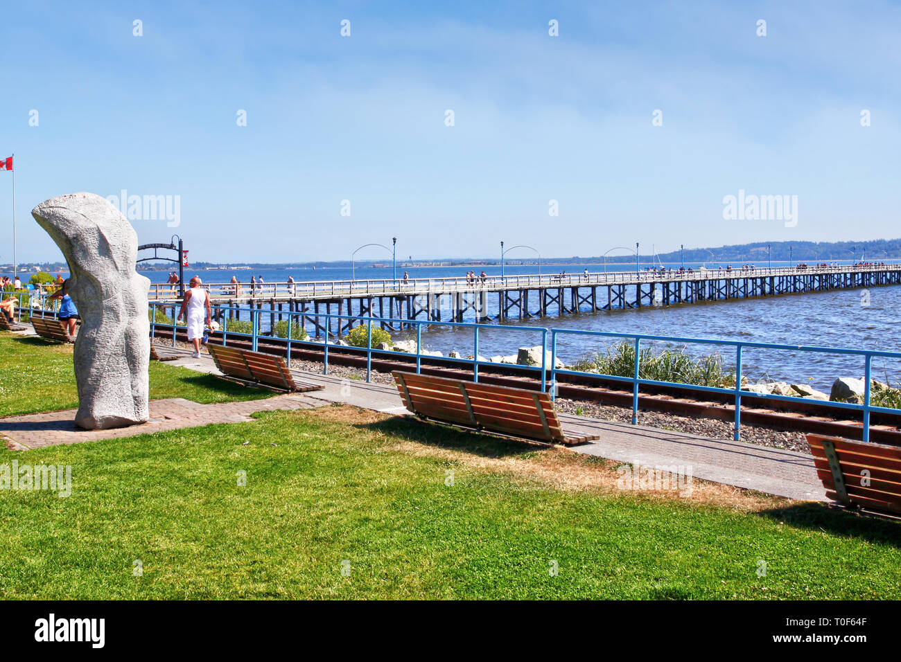WHITE ROCK Canada - JUL 23, 2010: Visitors meander along White Rock ...