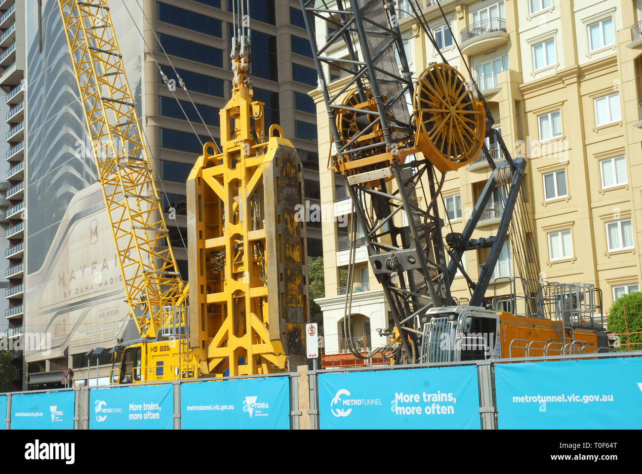 New Metro Tunnel train works, St. Kilda Road, Melbourne, Victoria Stock ...