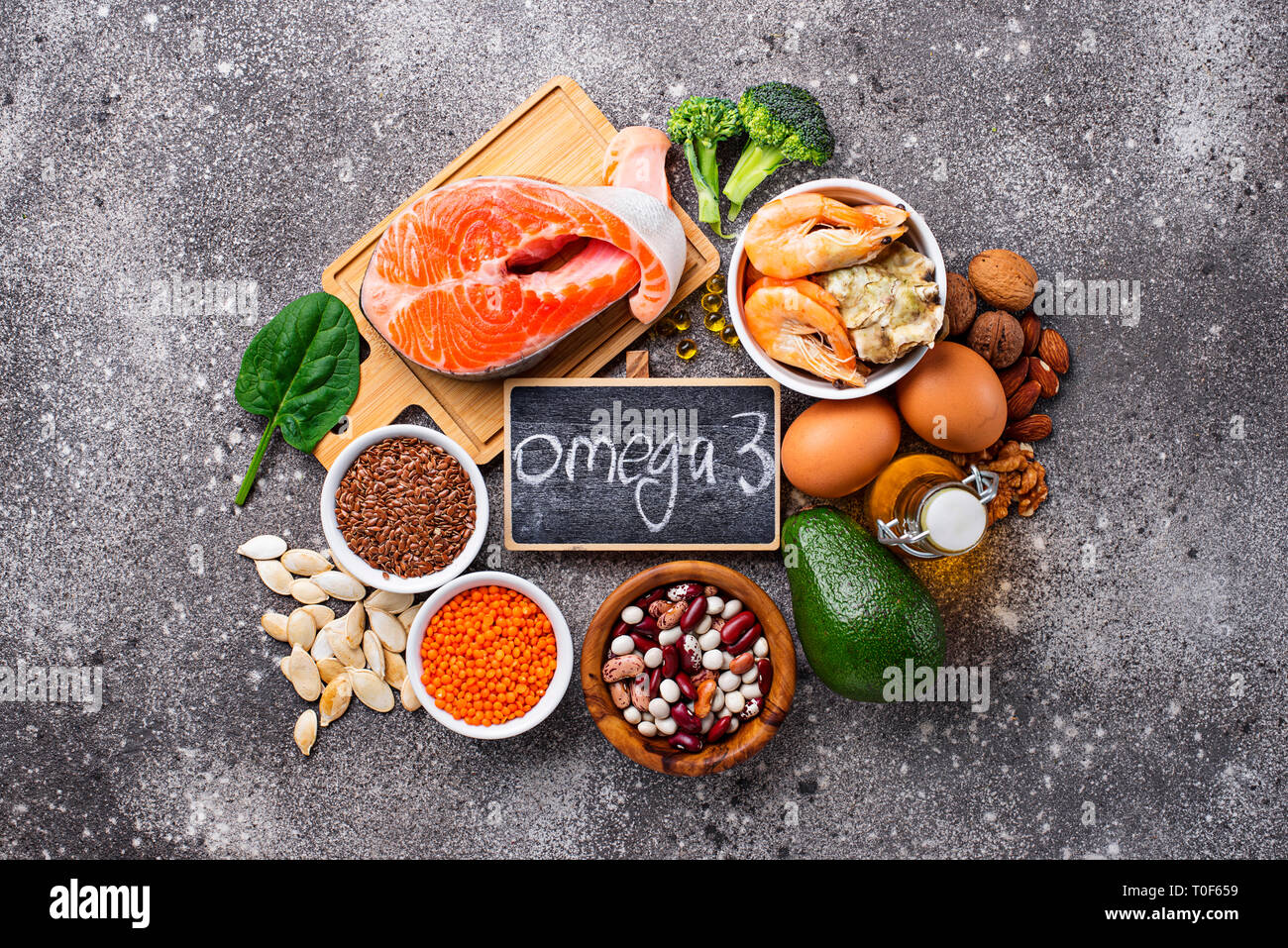 Products sources of Omega-3 acids Stock Photo - Alamy