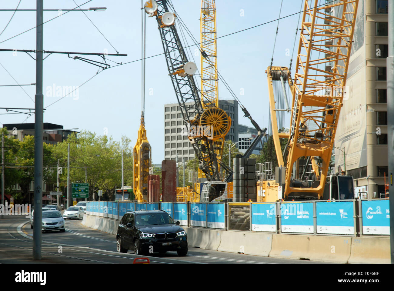 New Metro Tunnel train works, St. Kilda Road, Melbourne, Victoria Stock ...