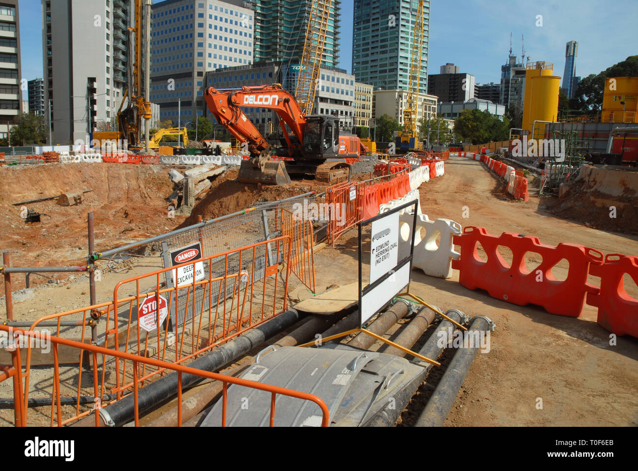 New Metro Tunnel train works, St. Kilda Road, Melbourne, Victoria Stock ...
