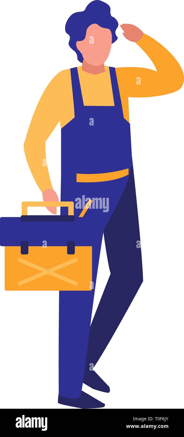 mechanic worker with toolbox vector illustration design Stock Vector ...