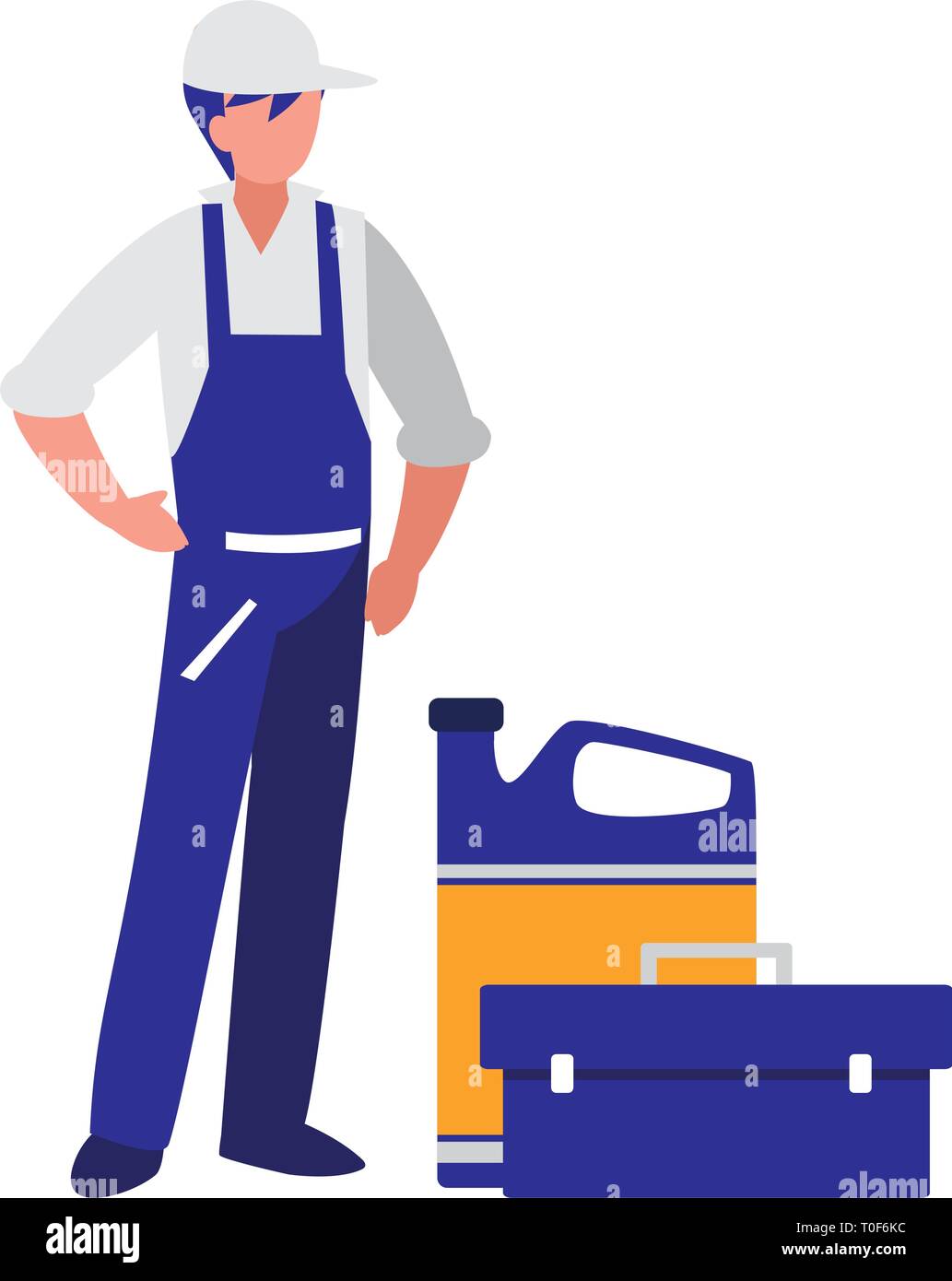 mechanic worker with oil gallon vector illustration design Stock Vector ...