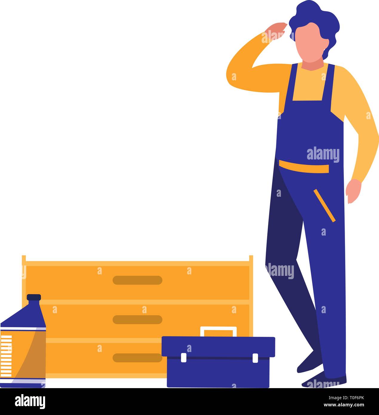mechanic worker with toolbox vector illustration design Stock Vector ...