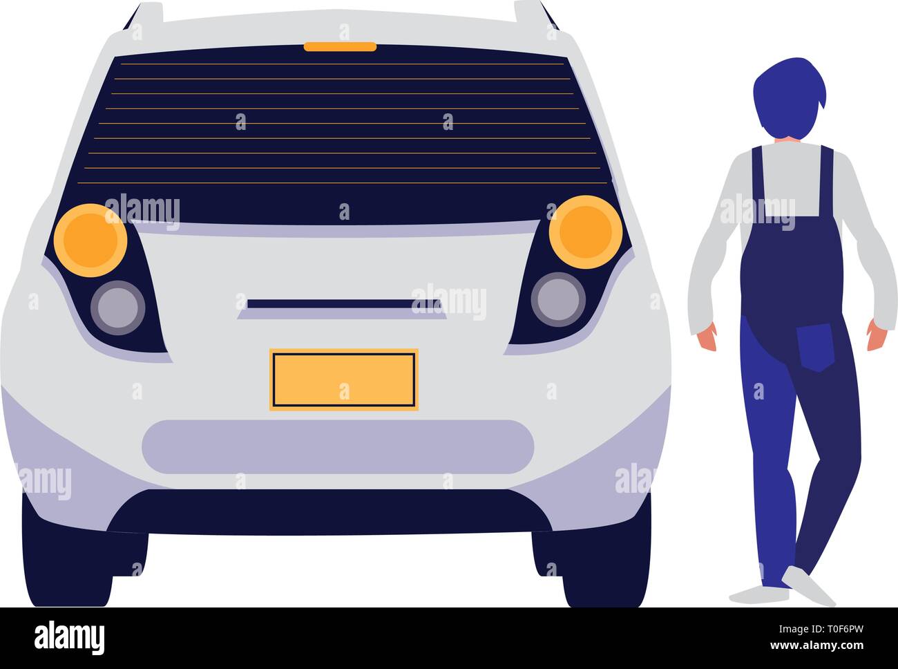 mechanic worker with car vehicle vector illustration design Stock ...