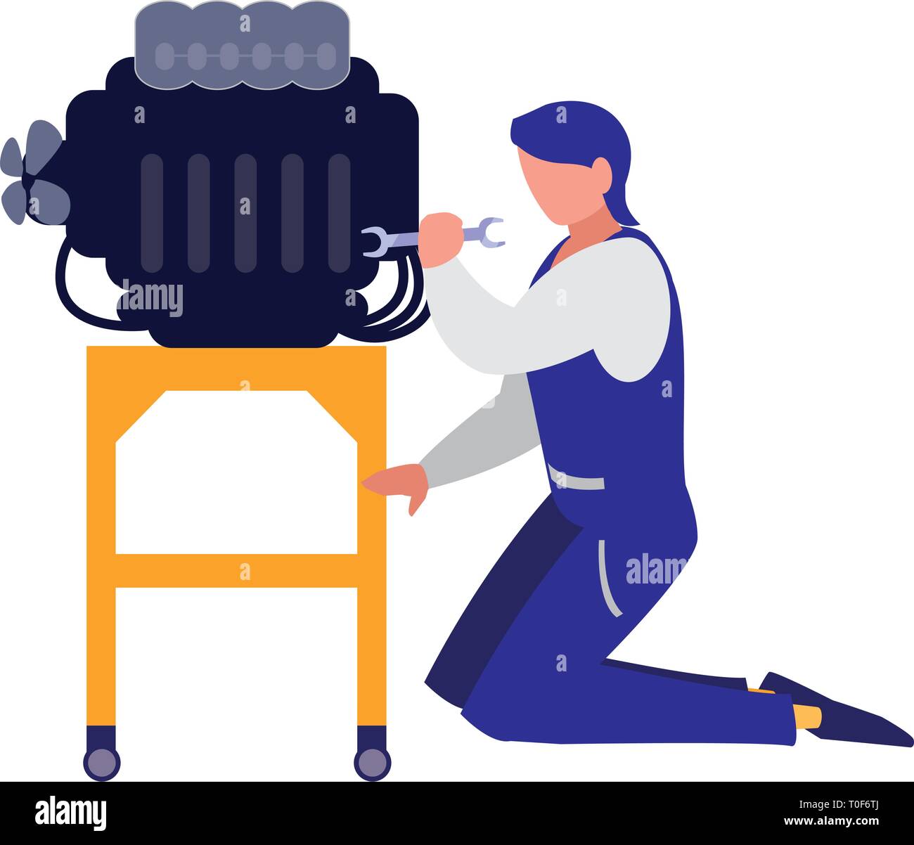 mechanic worker with car engine vector illustration design Stock Vector ...