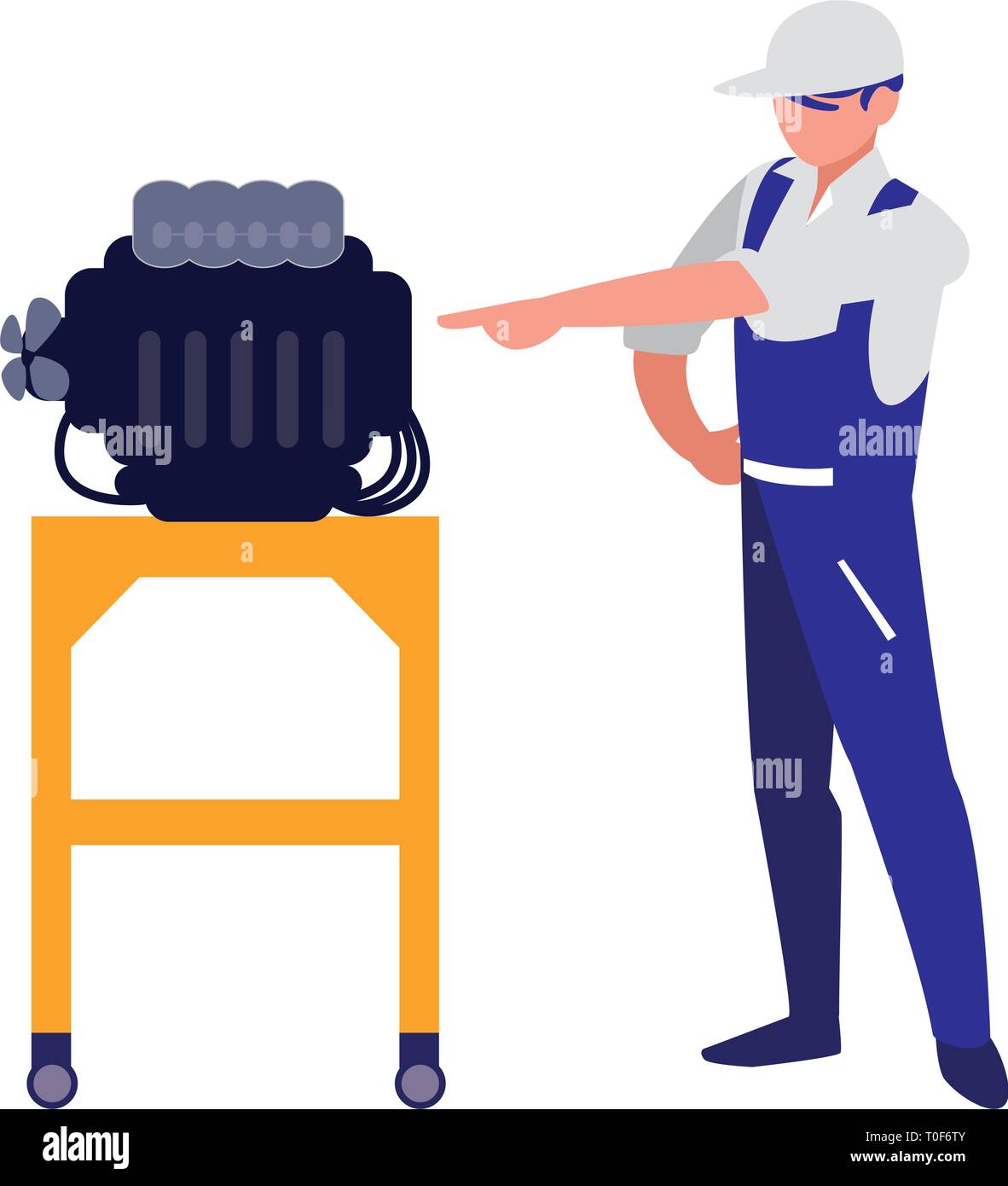 mechanic worker with car engine vector illustration design Stock Vector ...