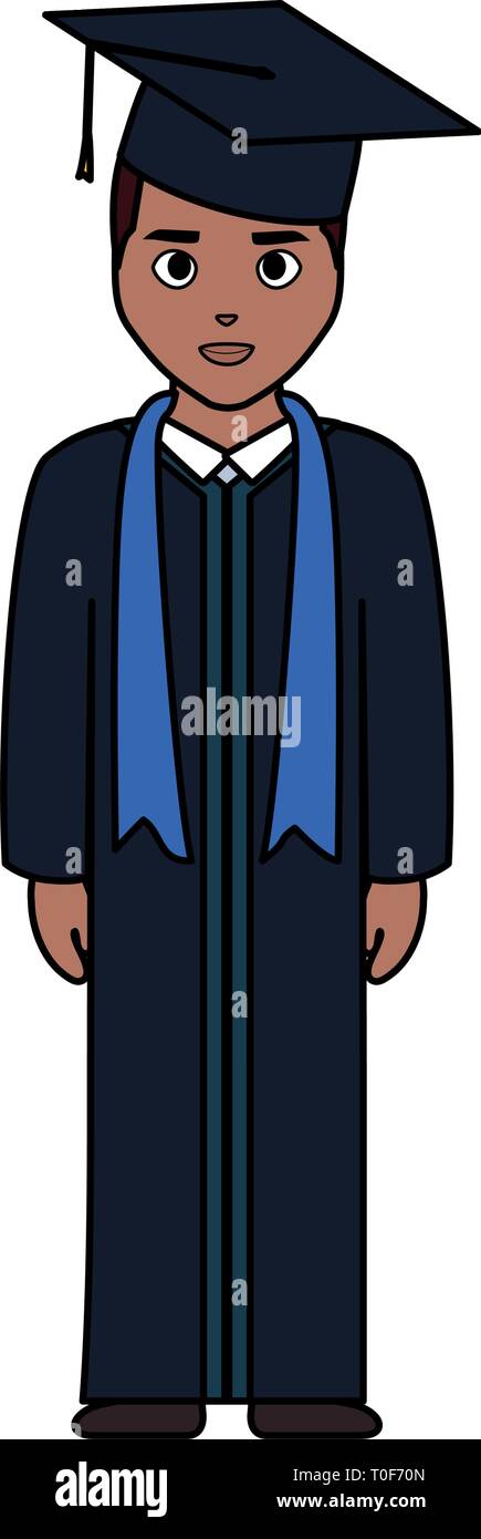 young student graduated black character vector illustration design ...