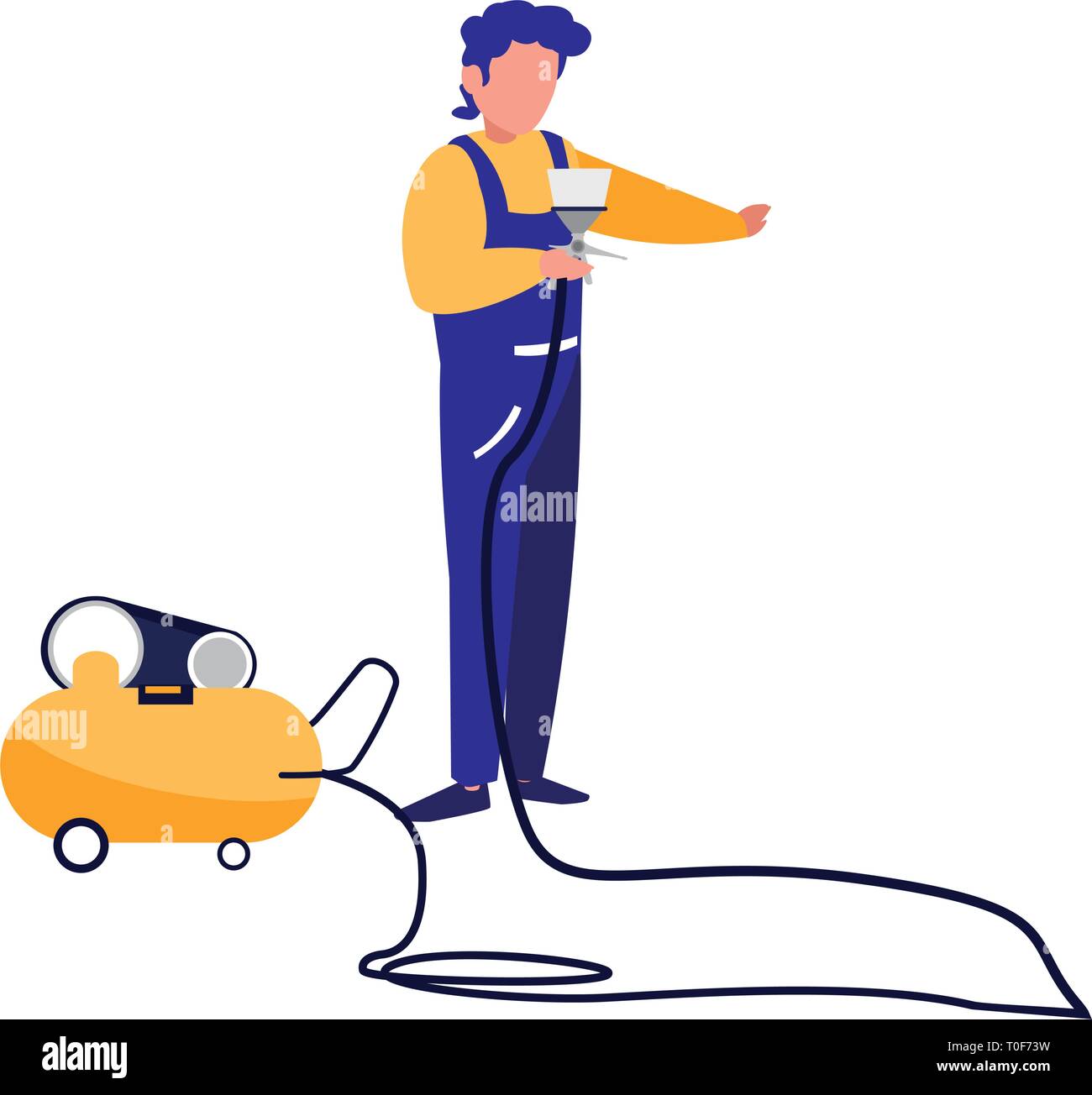 mechanic worker with compressor air vector illustration design Stock ...