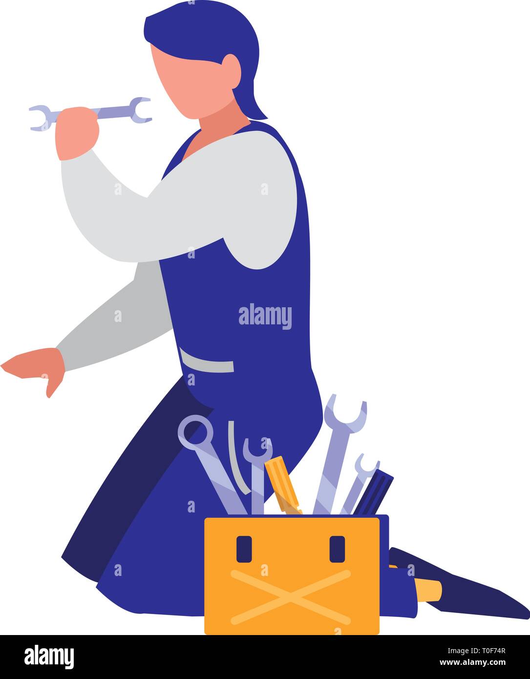 mechanic worker with toolbox vector illustration design Stock Vector ...