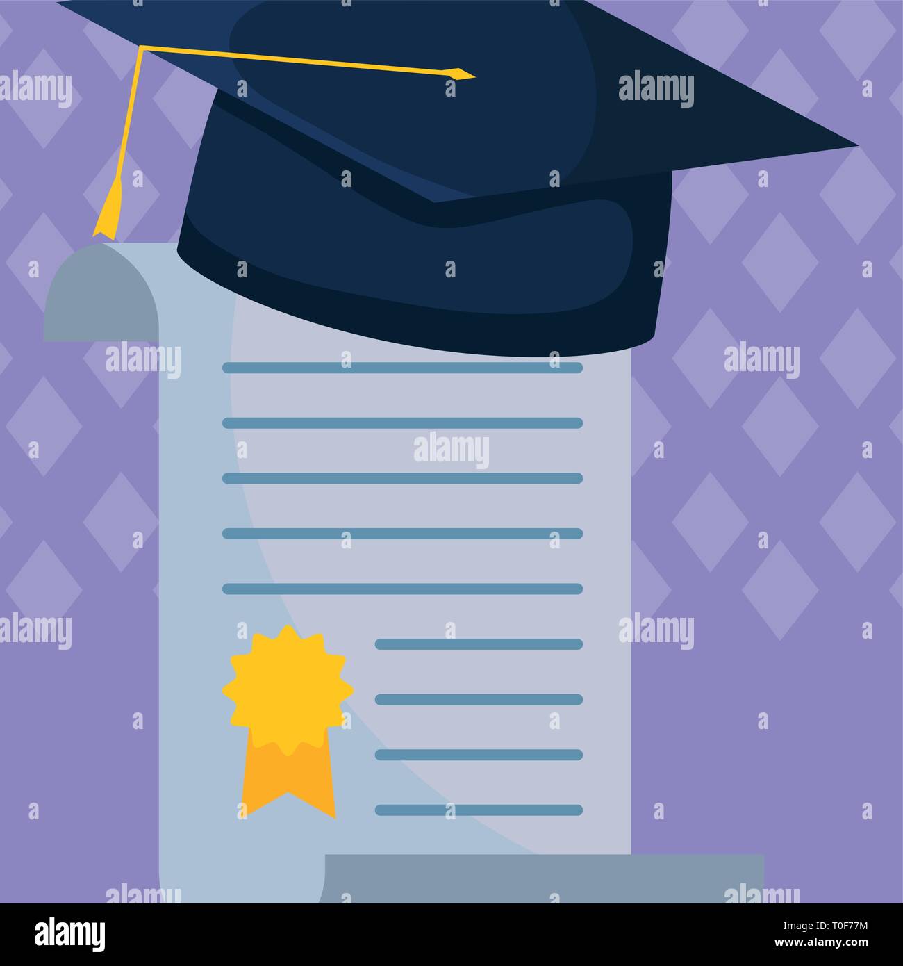 graduation certificate and hat vector illustration design Stock Vector ...
