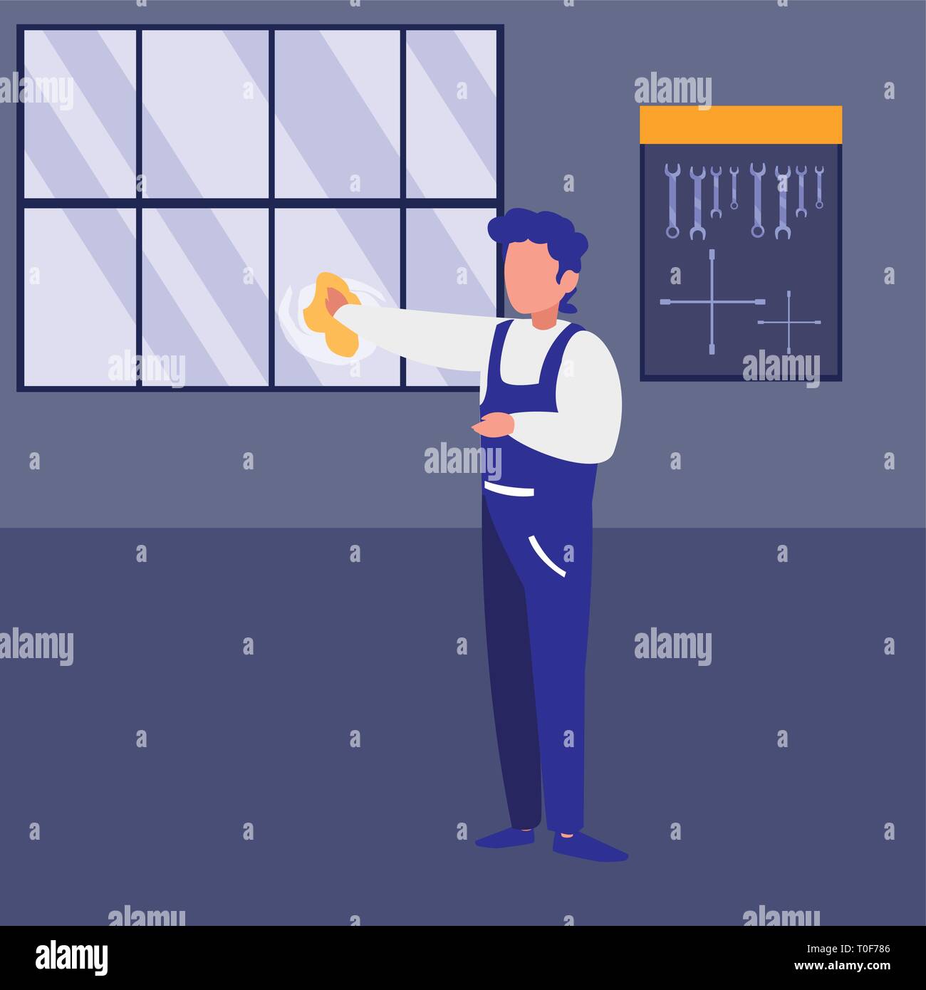 mechanic worker in the workshop place vector illustration design Stock ...