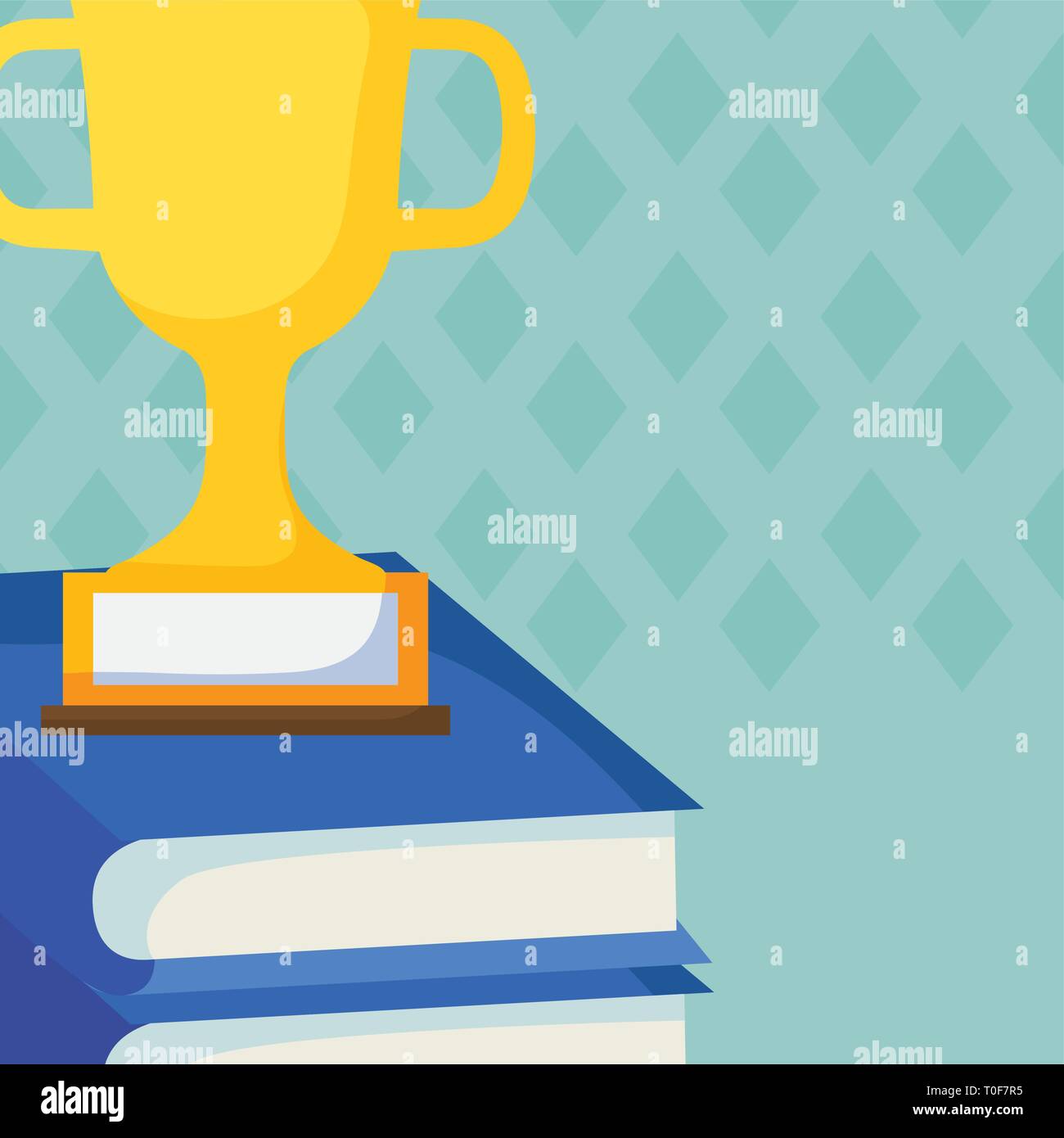 text books with trophy cup vector illustration design Stock Vector ...