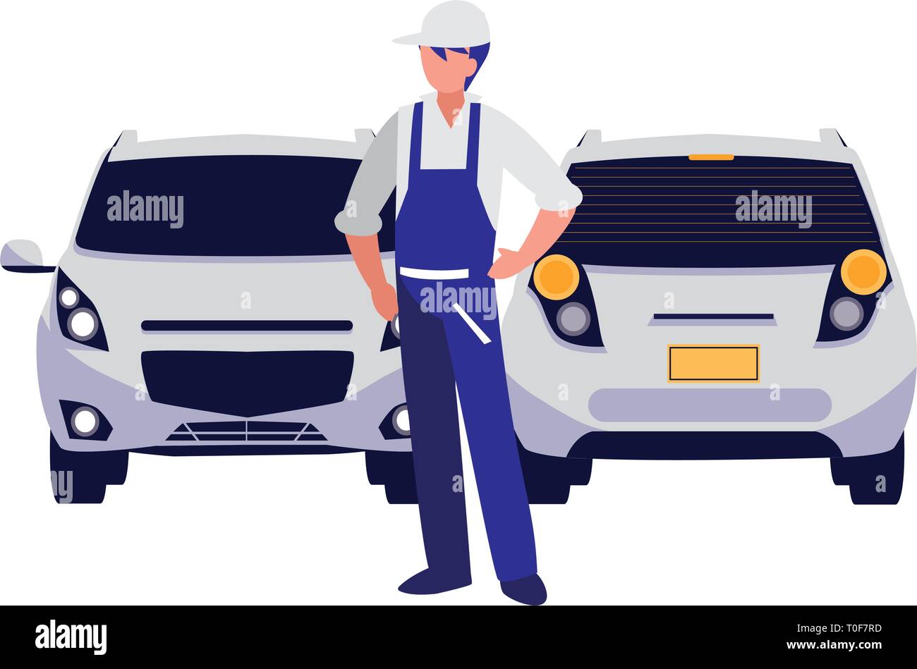Cartoon Of Man Fixing Car High Resolution Stock Photography and Images ...