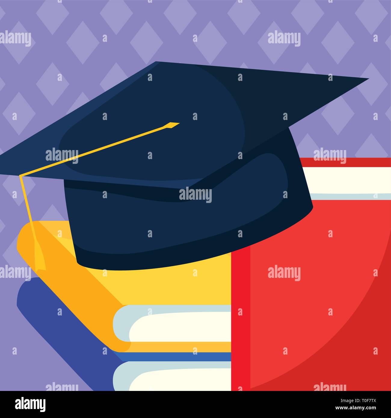 text books with hat graduation vector illustration design Stock Vector ...
