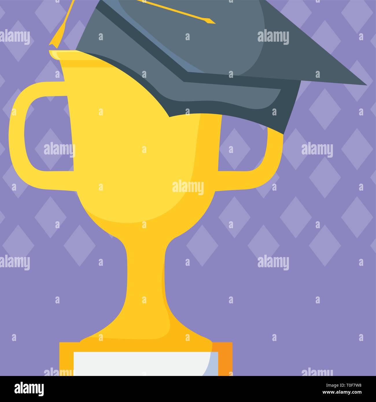 hat graduation with trophy cup vector illustration design Stock Vector ...