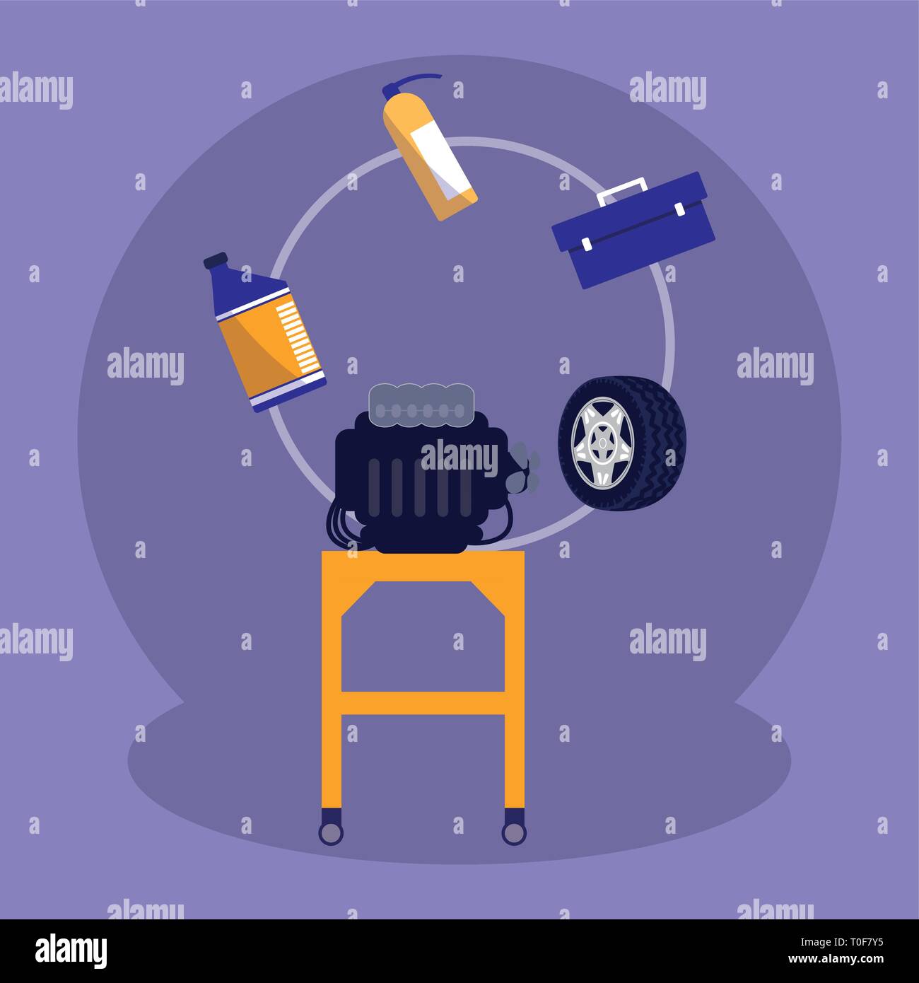 car engine in mechanic workshop vector illustration design Stock Vector ...